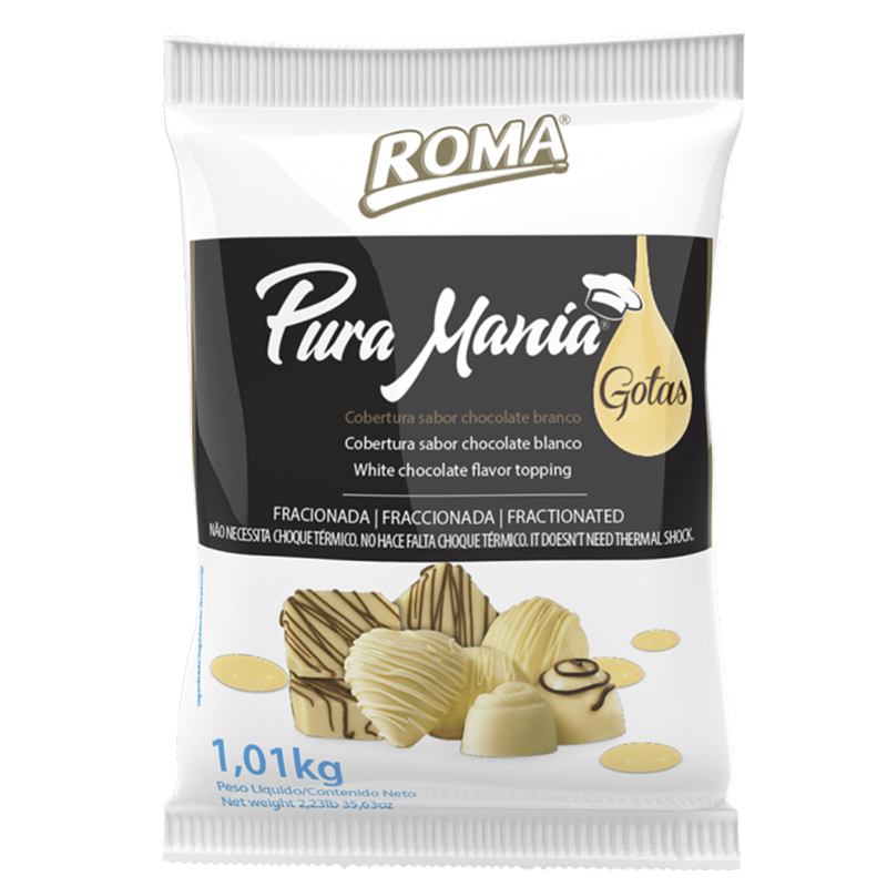 Cobertura De Chocolate Pura Mania Gotas Branca 1,01kg - Roma - Lupel